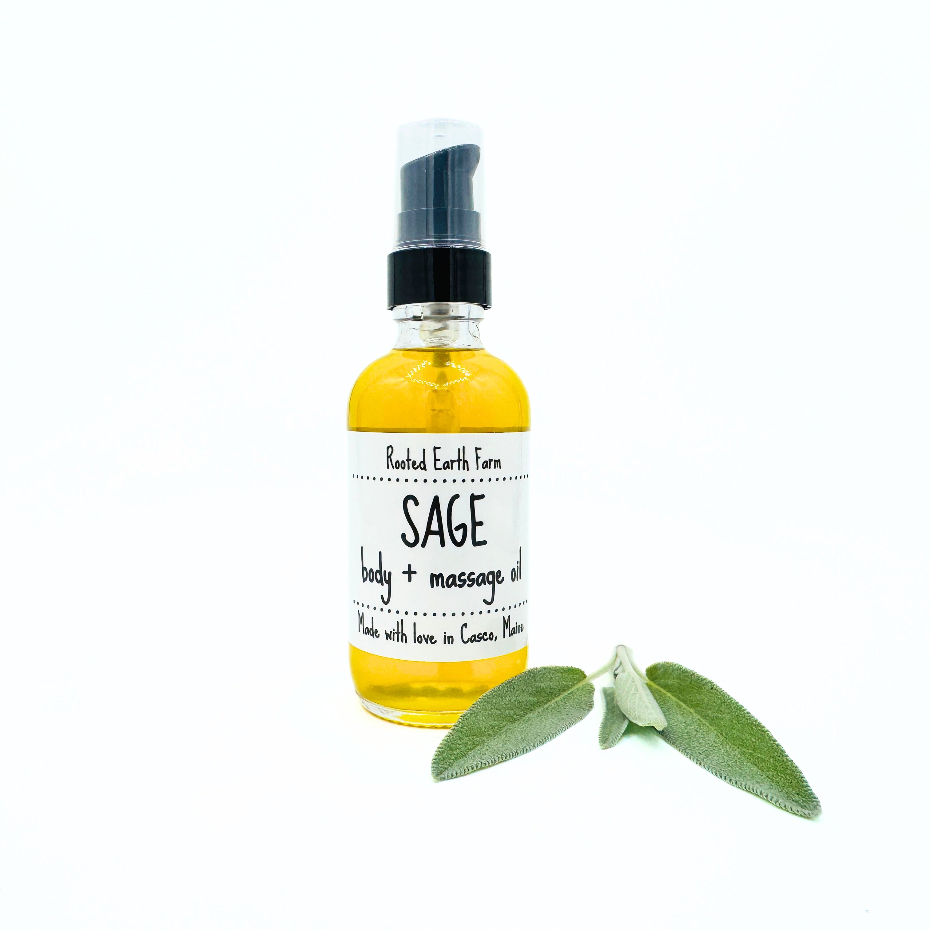 Sage Body + Massage Oil - Made With Farm Grown Sage Leaves – Rooted ...